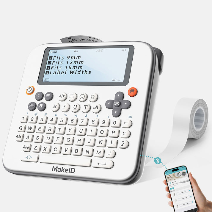 MakeID E1 Portable Bluetooth Thermal Label Printer with Raised Letter ...